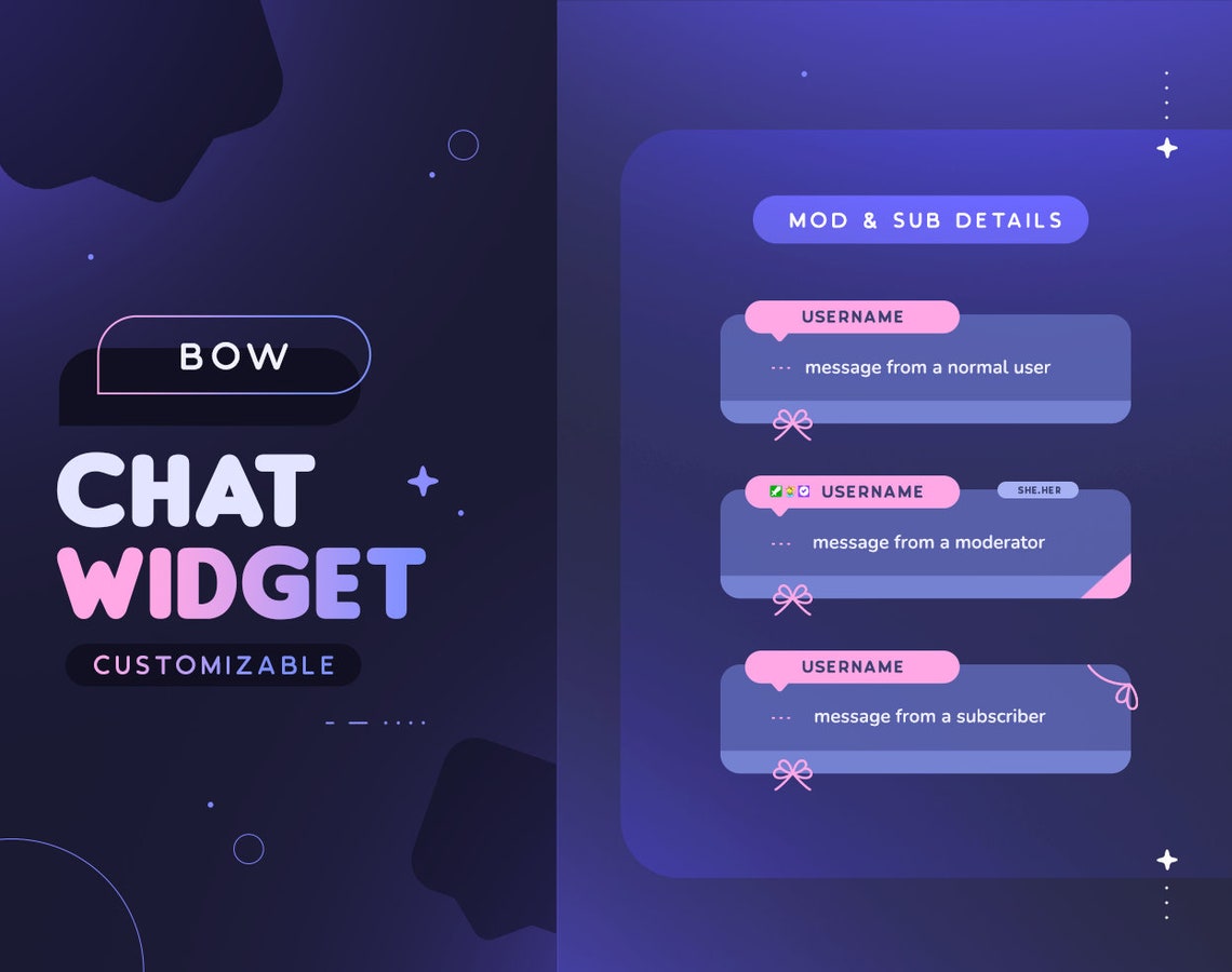 Cute Bow Animated Chat Widget Customizable Bubble Custom - Etsy