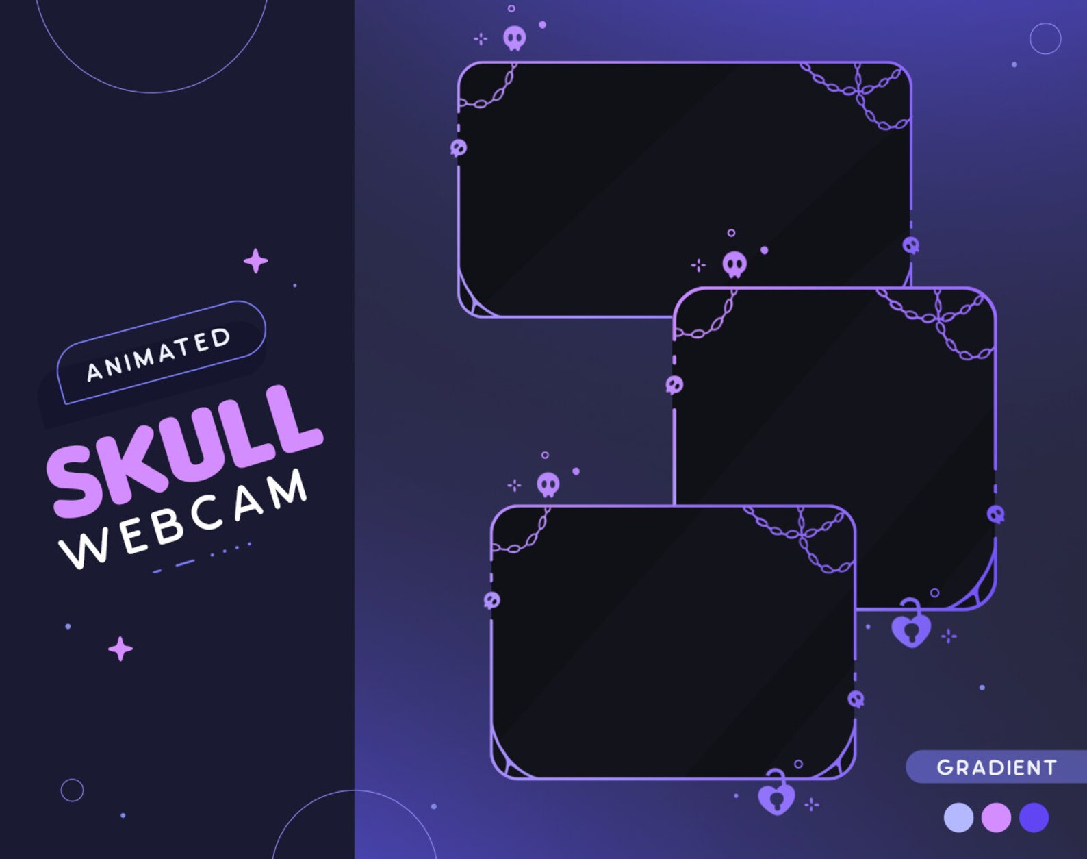 Halloween Animated Gradient Skull Webcam Frames | 3 Spooky Chains ...