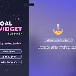 Goal Widget — Subathon Scrolling Goal List | Minimal Customizable 20 ...