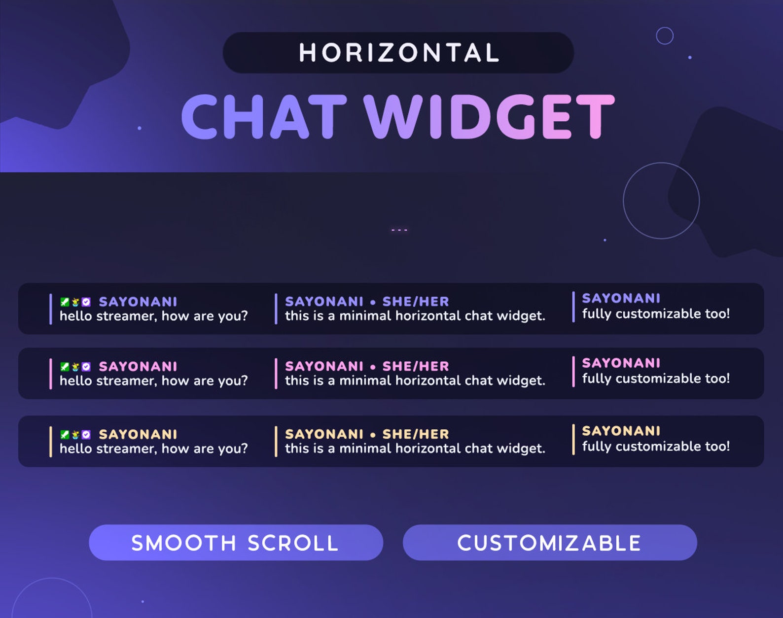 Horizontal Scrolling Chat Widget Customizable Minimal Smooth - Etsy