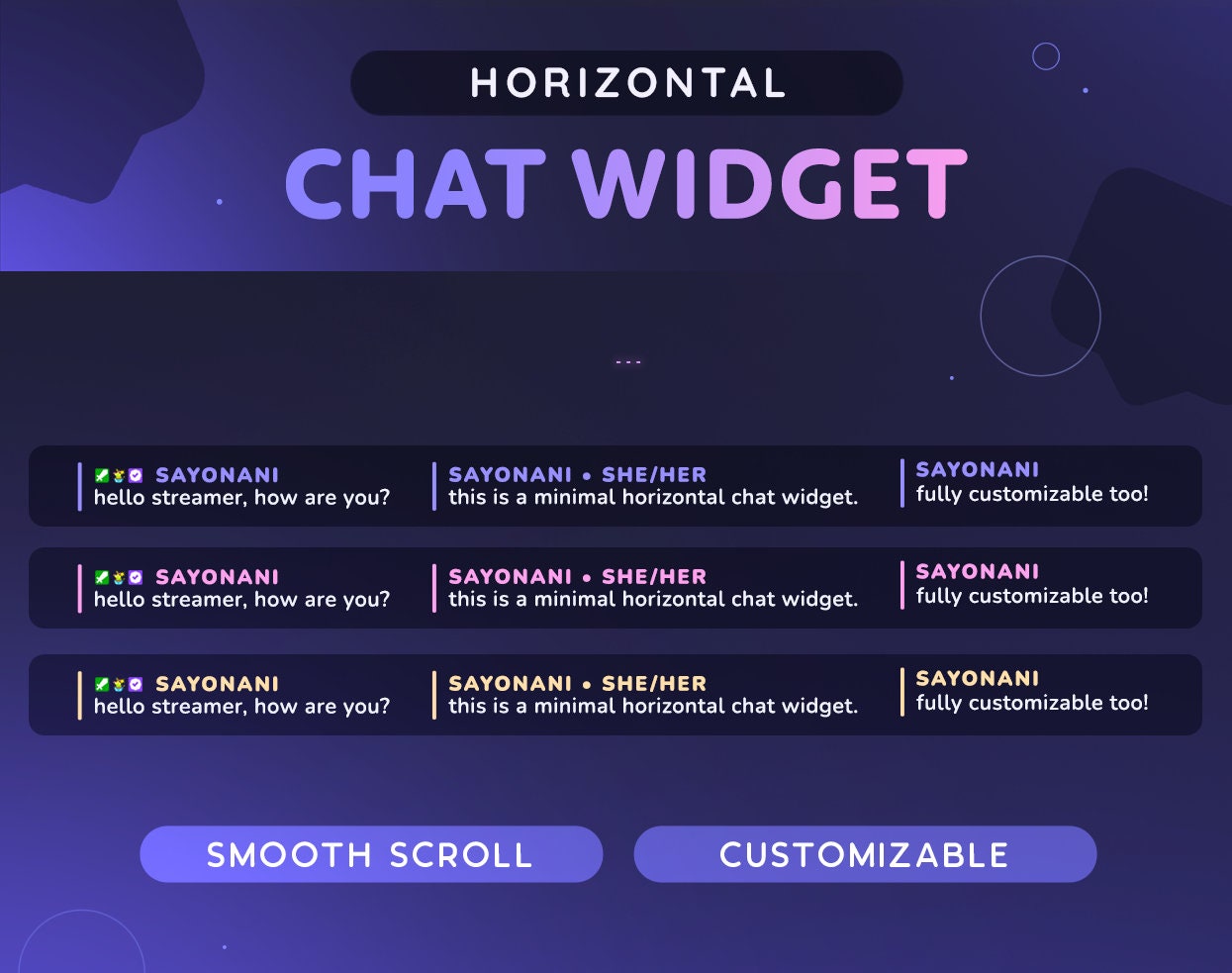 Horizontal Scrolling Chat Widget Customizable Minimal Smooth - Etsy UK