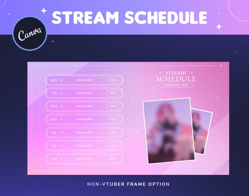 Pink Starry Stream Schedule Template | Minimal Gradient Streamer and ...
