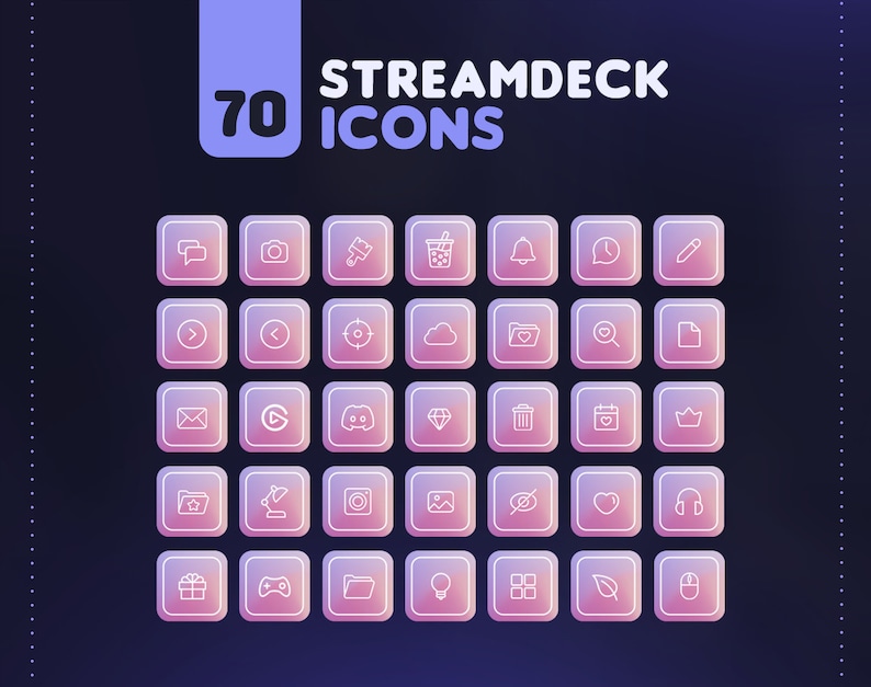 Pastel Cosmic Streamdeck Icons | 70 Cute Gradient Icon Pack for Elgato ...