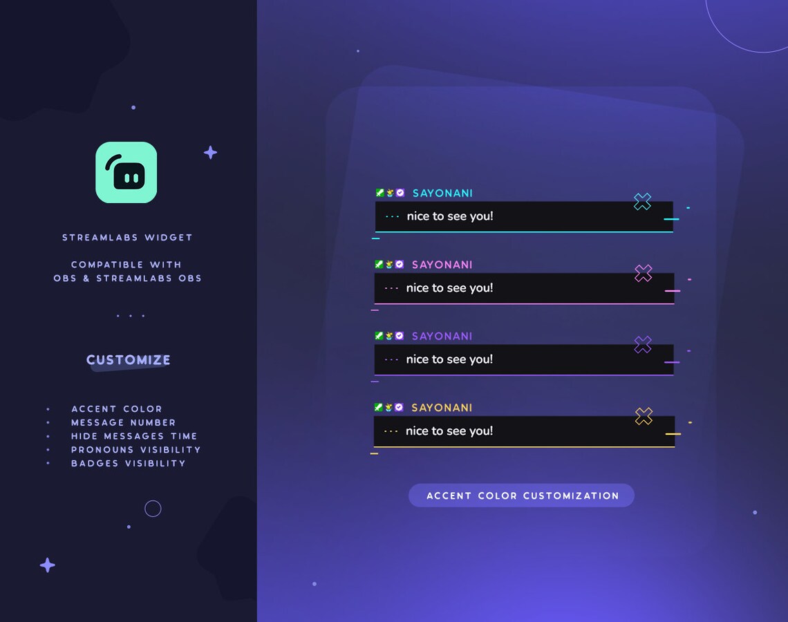 Contrast Twitch Chat Widget Animated Minimal Customizable - Etsy