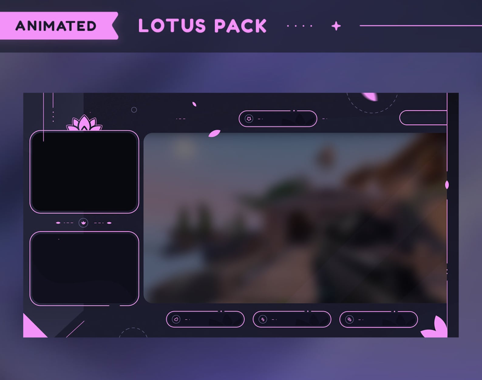Lotus Animated Twitch Pack | Pink Lotus Flower Streamer Package ...