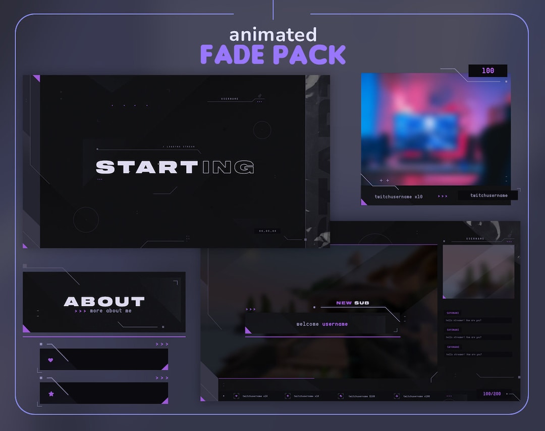 Fade Animated Twitch Pack | Valorant Inspired Purple Streamer Package ...