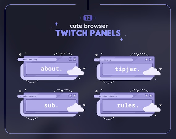 12 Purple Retro Twitch Panels Lavender Aesthetic Browser - Etsy