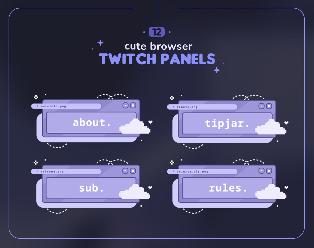 12 Purple Retro Twitch Panels Lavender Aesthetic Browser - Etsy Canada