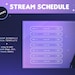 Dark Purple Starry Stream Schedule Template | Minimal Gradient Streamer ...