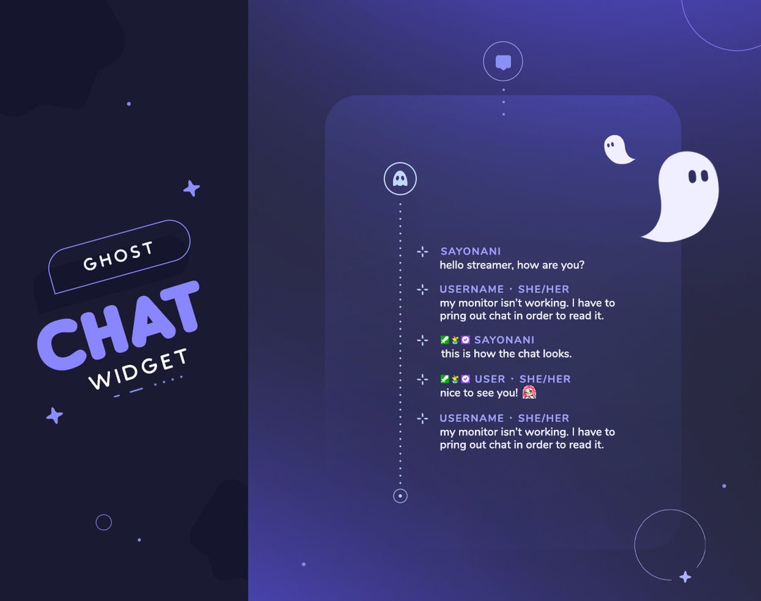 Ghost Minimal Twitch Chat Widget | Halloween Cute Spooky Ghost Customizable Chatbox for ...