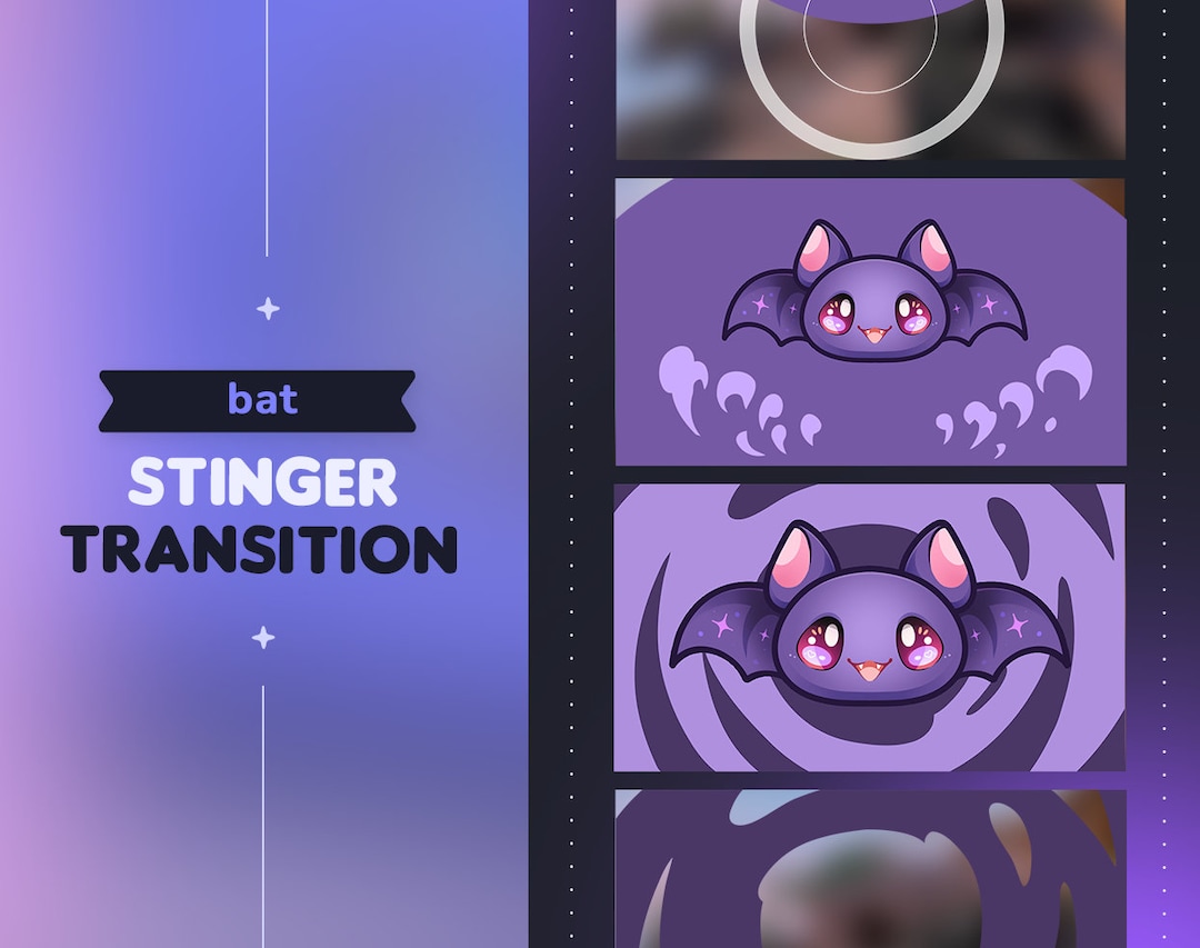 Bat Stinger Transition || Cute Purple Bat OBS Scene Transition | Twitch ...