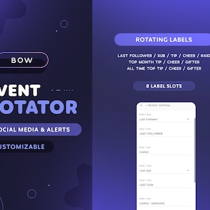 Bow Rotator — Events, Social Media & Alerts Widget | Cute Customizable Label List Rotator for ...