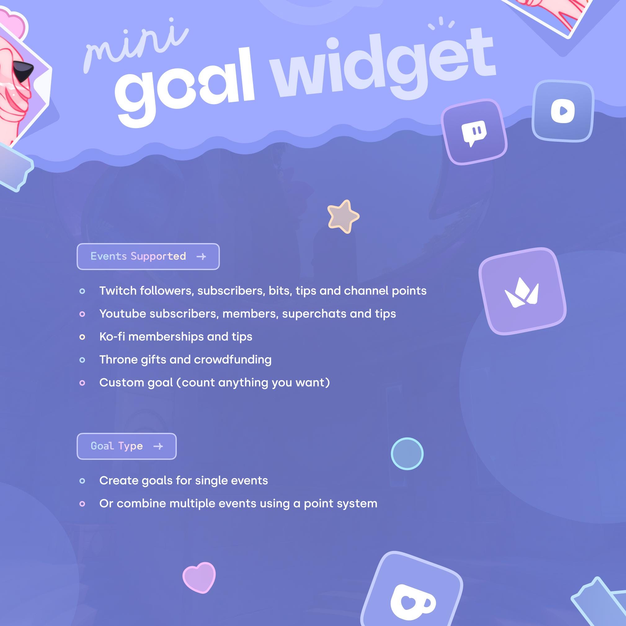 Aura Mini Goal Widget Twitch, Channel Points, Youtube, Ko-fi & Throne ...