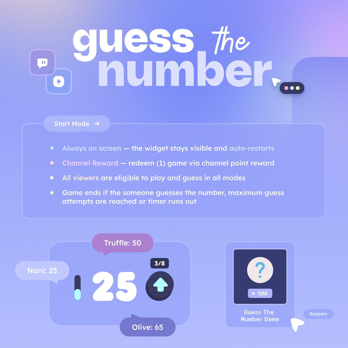 Guess the Number Widget Interactive Chat Game • (2) Modes, Channel ...