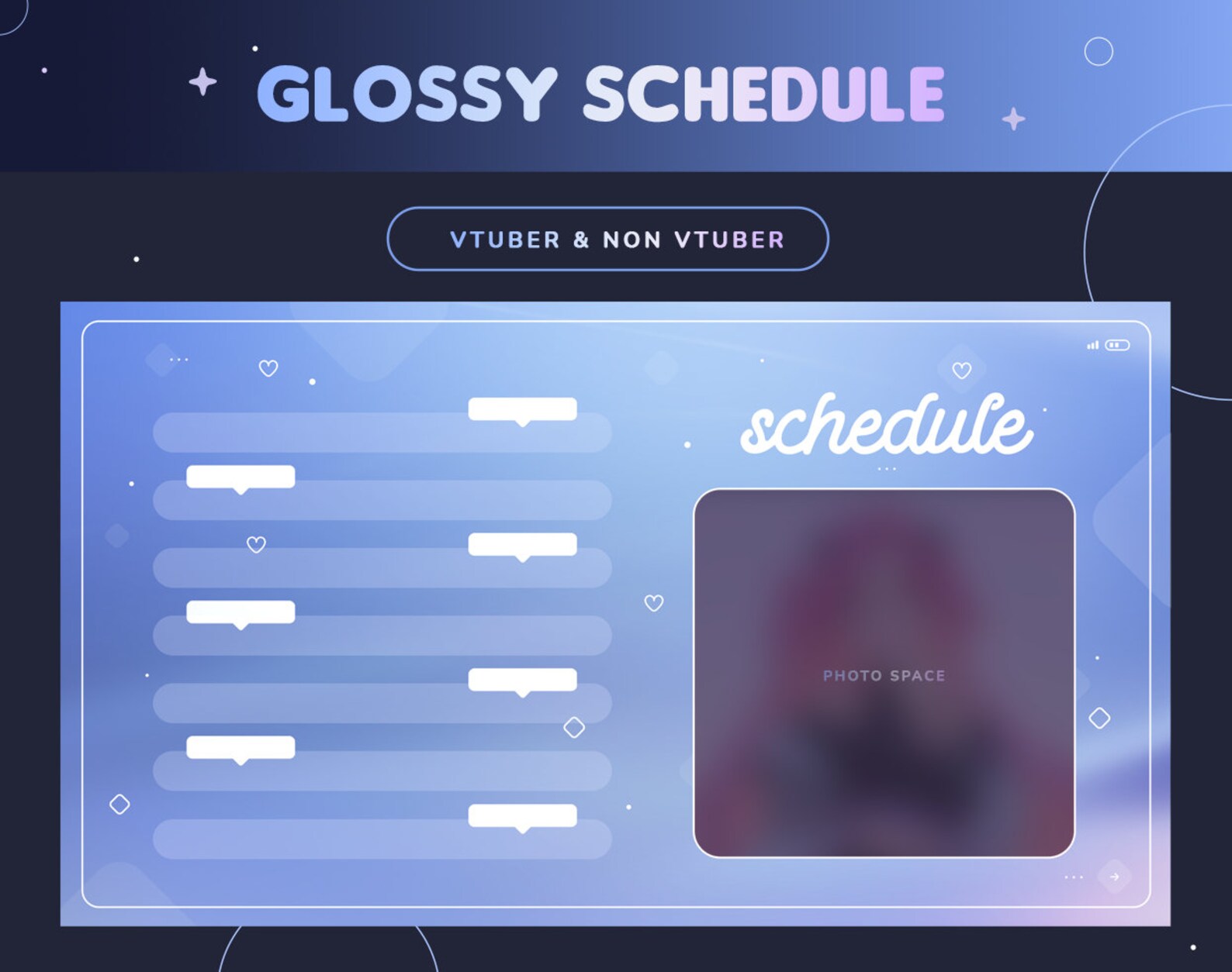 Glossy Stream Schedule Template | Minimal Clean Streamer and Vtuber ...