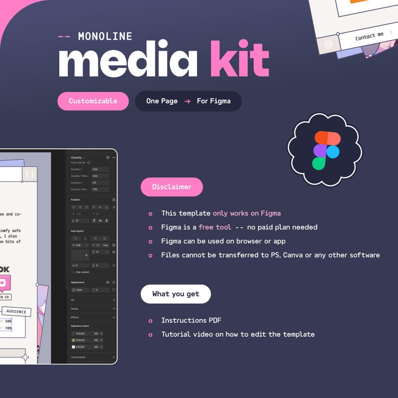 Monoline Media Kit One-page Sheet for Content Creators, Streamers ...