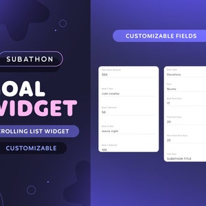 Goal Widget — Scrolling Subathon 20 Goal List | Cute Notebook ...