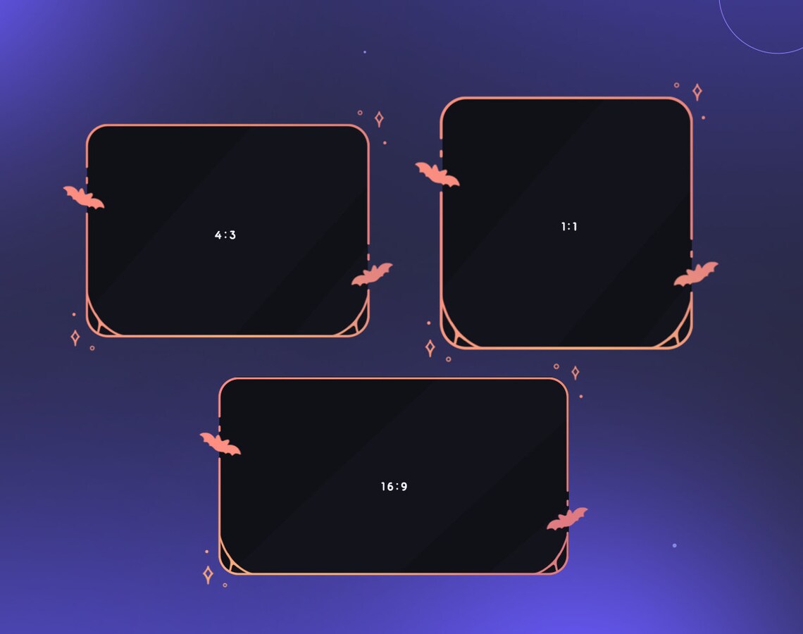 Halloween Animated Gradient Bat Webcam Frames | 3 Spooky Orange ...