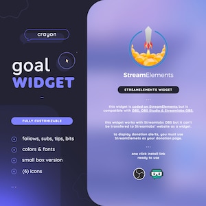 Crayon Goal Widget | Cute Goal Bars & Box for Twitch Streamers | Fully ...