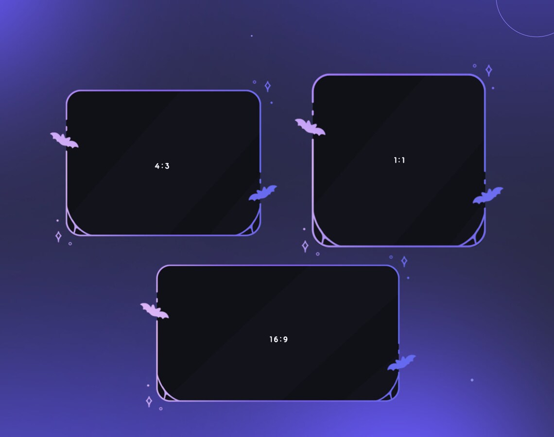Halloween Animated Gradient Bat Webcam Frames | 3 Spooky Purple & Pink ...