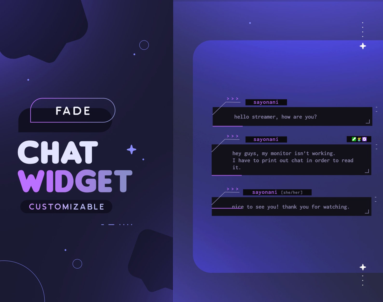 Fade Chat Widget | Customizable Animated Tech Custom Chat for Twitch ...