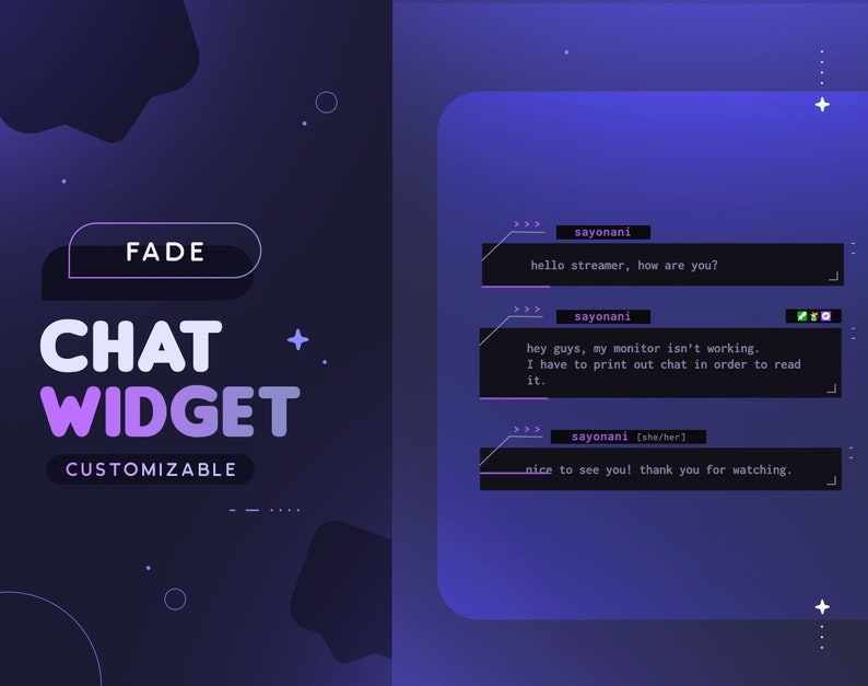 Fade Chat Widget Customizable Animated Tech Custom Chat for - Etsy