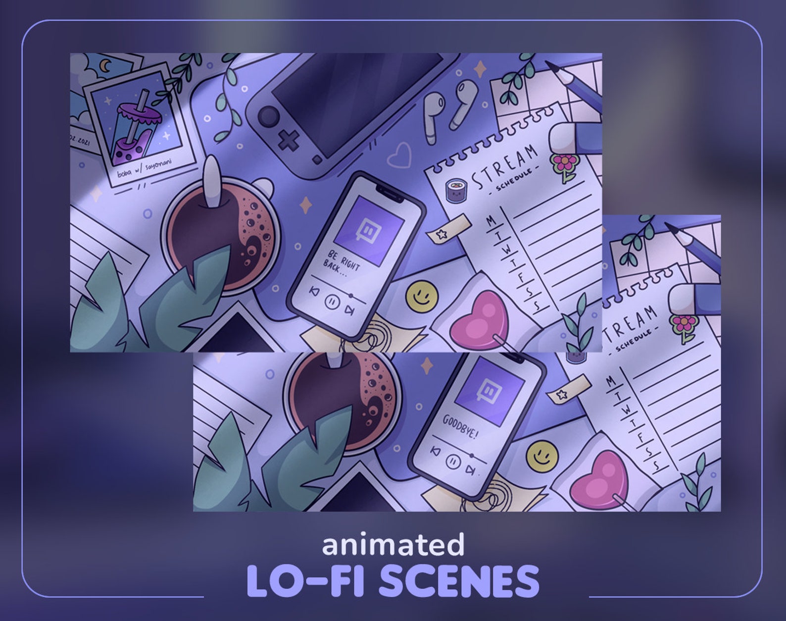 Cozy Lo-fi Twitch Scenes Animated Aesthetic Lofi Twitch Scenes Overlays ...