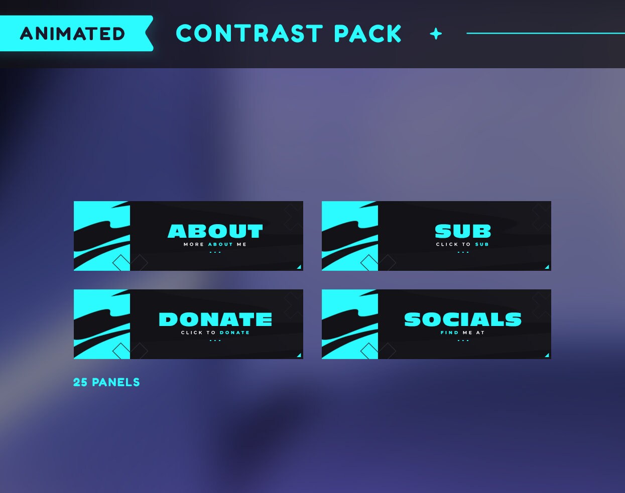Contrast Animated Twitch Pack Blue Minimal Streamer Package - Etsy