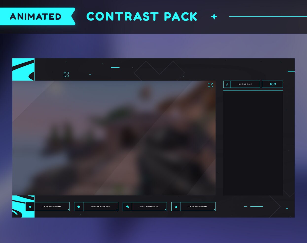 Contrast Animated Twitch Pack Blue Minimal Streamer Package - Etsy