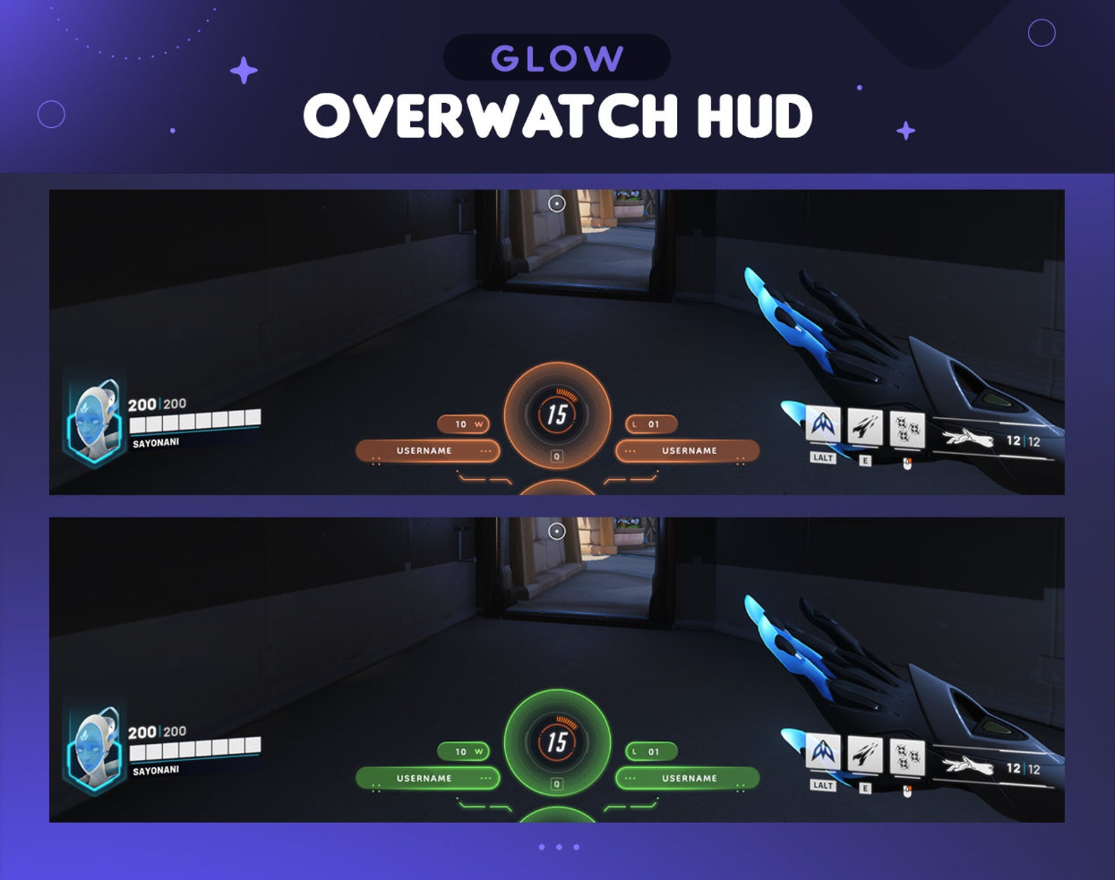 Glow Overwatch Overlay HUD | 13 Colors Glowy Minimal Game Overlays for ...