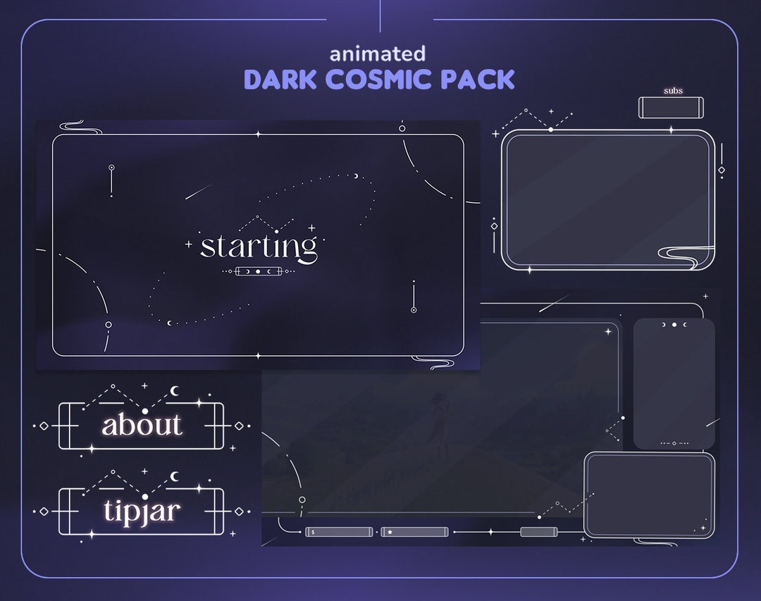 Dark Cosmic Twitch Pack | Animated Minimal Astrology Stars Streamer ...