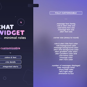 Minimal Chat Widget With Alerts — Simple Role Badges Customizable Custom Chat With Gradient ...