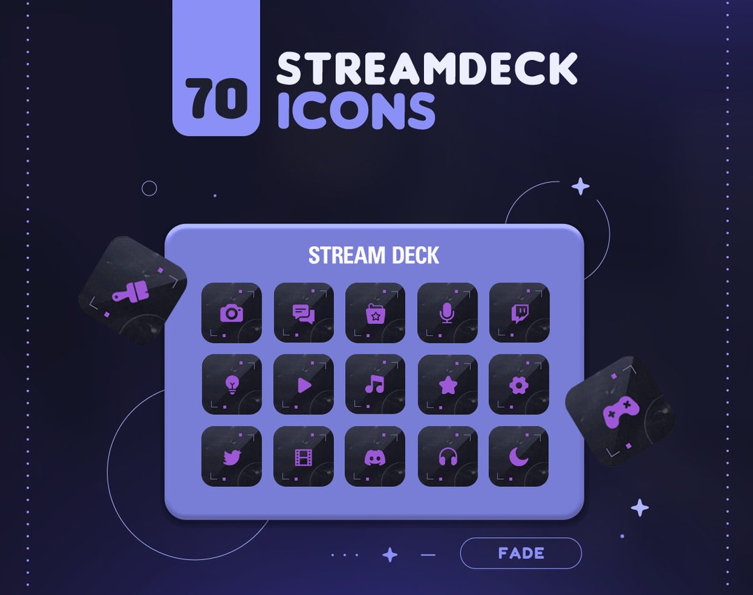 Fade Streamdeck Icon Set | 70+ Dark Purple Minimal Icon Pack for Elgato ...