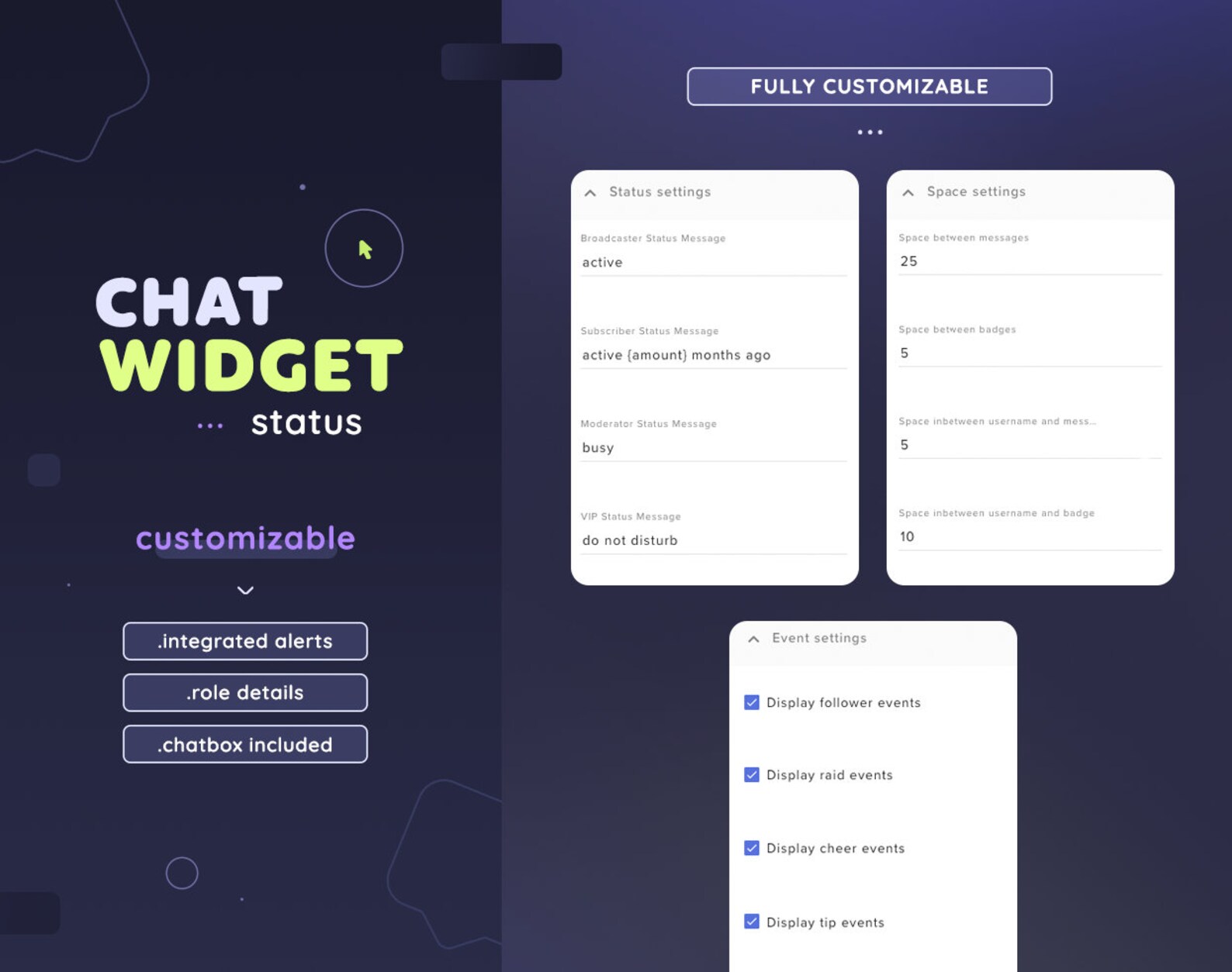 Status Chat Widget With Alerts — Minimal Fully Customizable Custom Chat ...