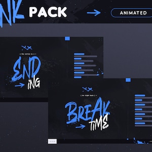 Animated Blue Ink Twitch Pack | Grunge Ink Brush Streamer Package ...