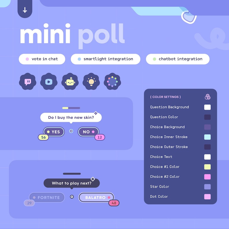 Mochi Mini Poll Chat Commands • Chatbot & Smartlight Integrations ...