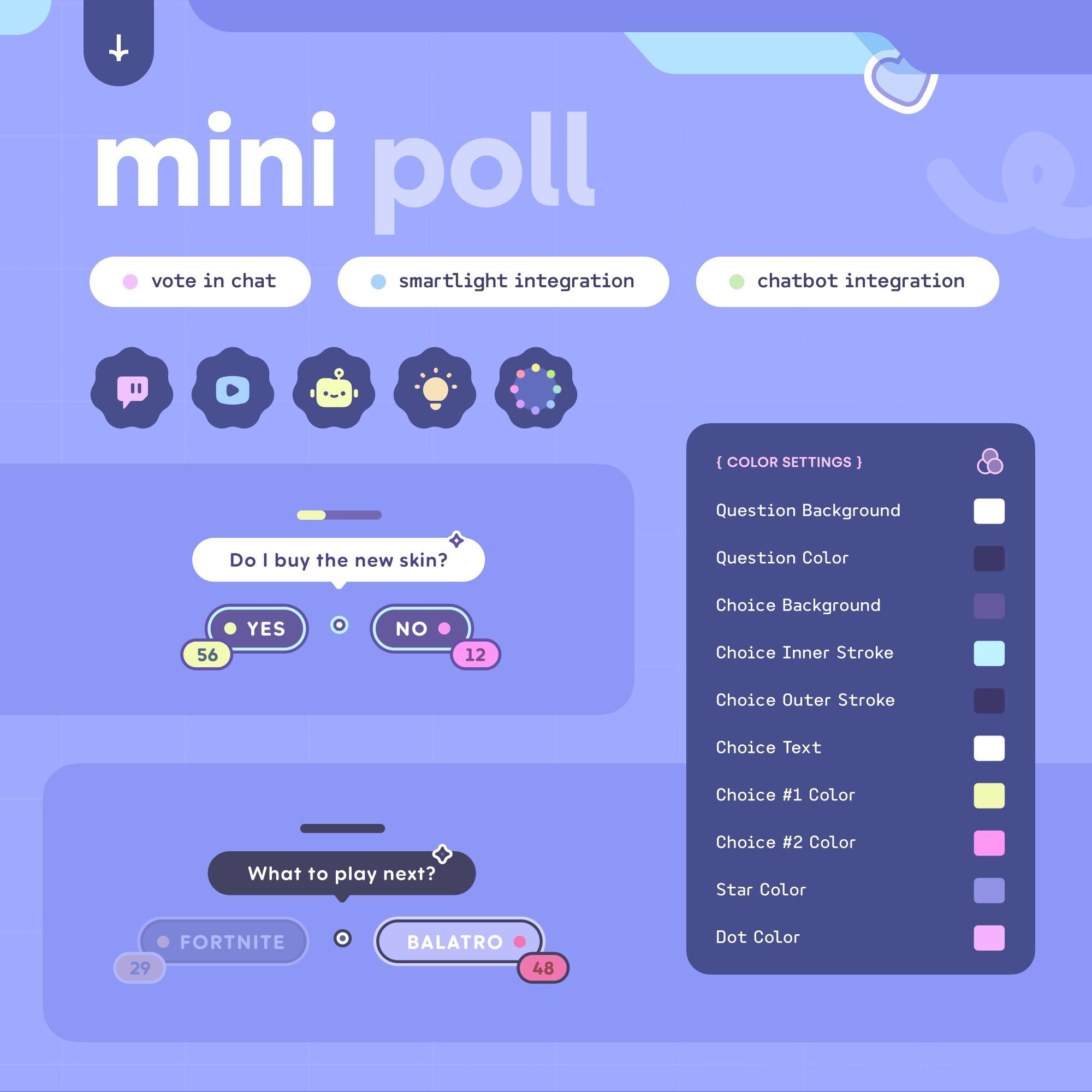 Mochi Mini Poll Chat Commands • Chatbot & Smartlight Integrations ...