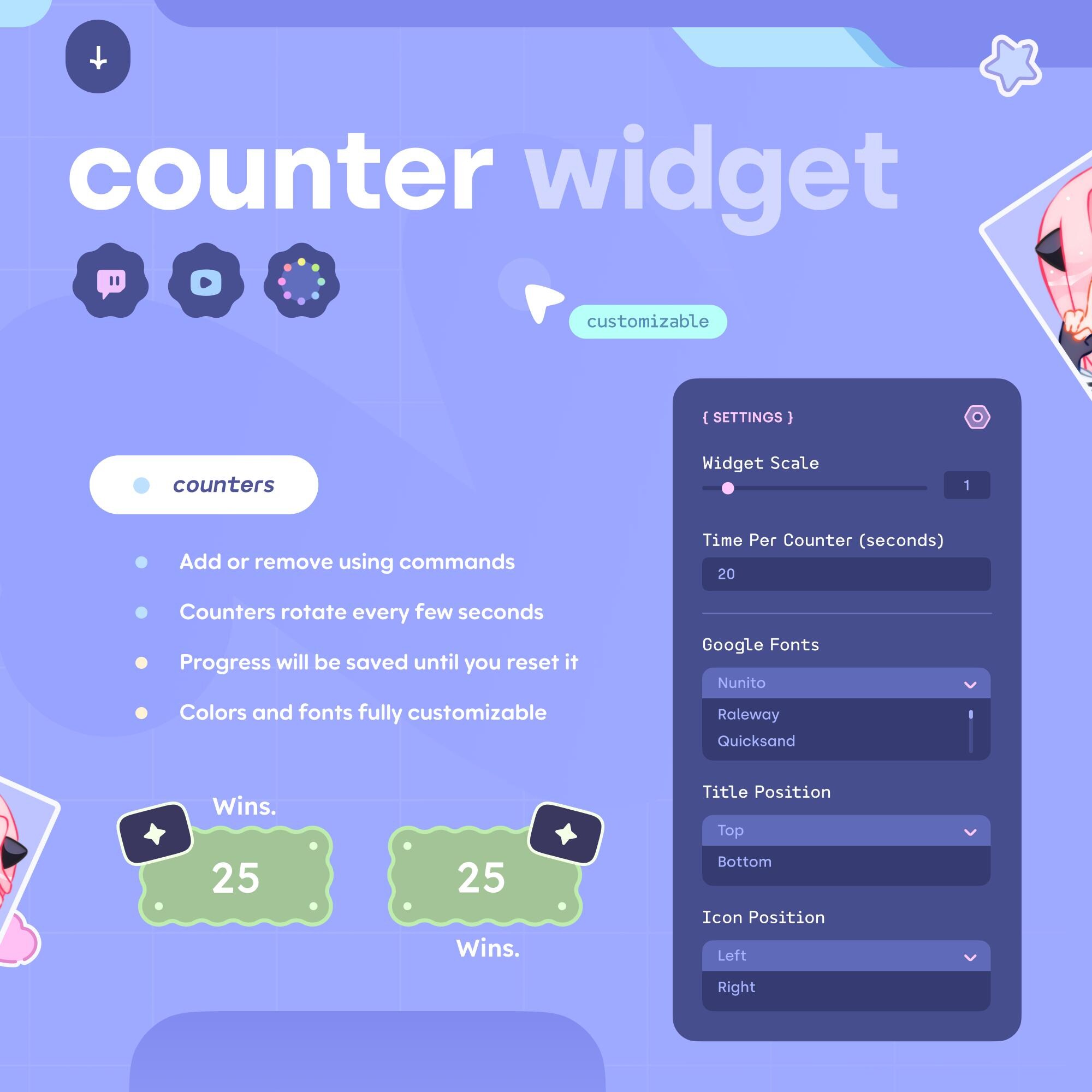 Wavy Counter Widget Rotating Counters & Categories • Channel Rewards ...