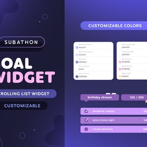 Goal Widget — Scrolling Subathon Goal List | Cute Minimal Customizable ...