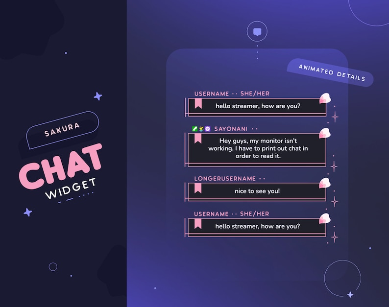 Sakura Twitch Chat Widget | Animated Pink Cherry Blossom Custom Chatbox ...