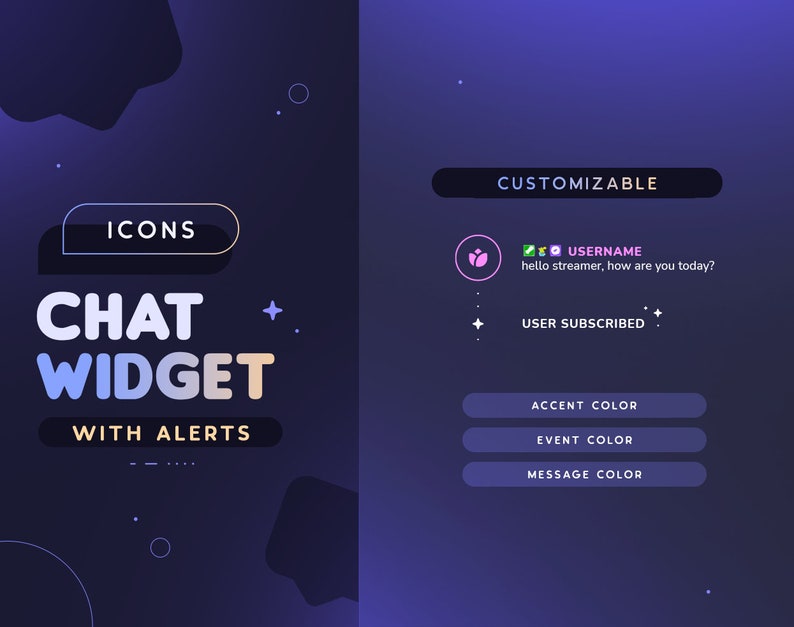 Icon Chat Widget With Alerts | Customizable Animated 7 Icons & Sparkles ...
