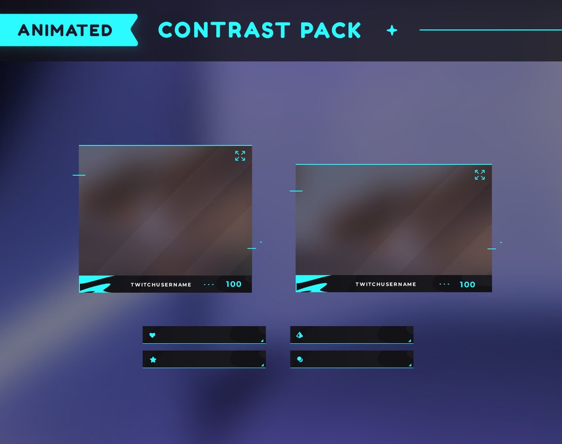 Contrast Animated Twitch Pack Blue Minimal Streamer Package - Etsy