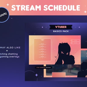 Orange Starry Stream Schedule Template | Minimal Gradient Streamer and ...