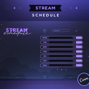 Starry Sky Stream Schedule Template | Purple Stars & Clouds Twitch ...