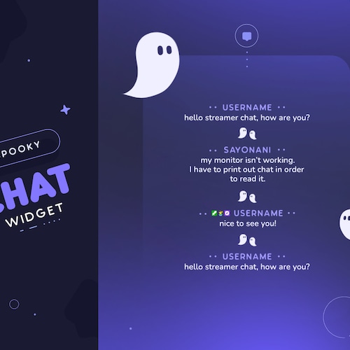 Spooky Ghost Twitch Chat Widget Halloween Cute Purple Ghost - Etsy
