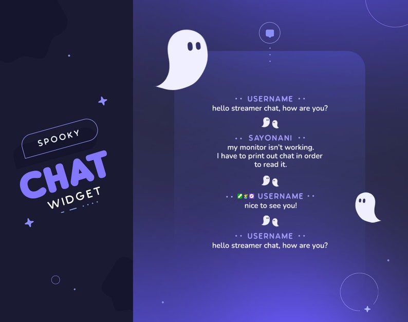 Spooky Ghost Twitch Chat Widget | Halloween Cute Purple Ghost Custom ...