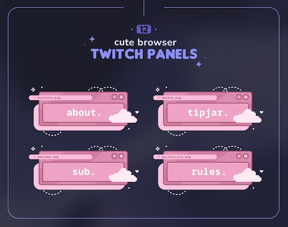 12 Pink Retro Twitch Panels Aesthetic Browser Window - Etsy