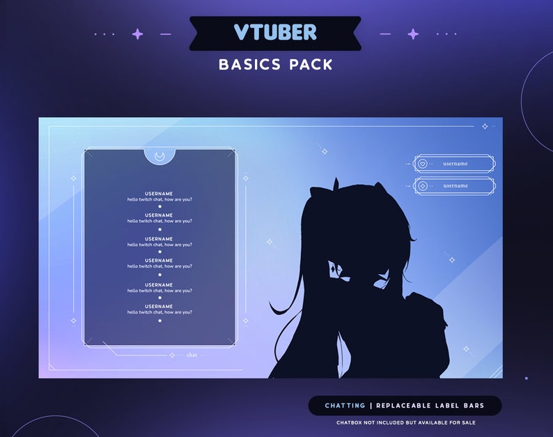 Blue Star Vtuber Overlay Pack | Celestial Star Guardian Vtuber Gaming ...
