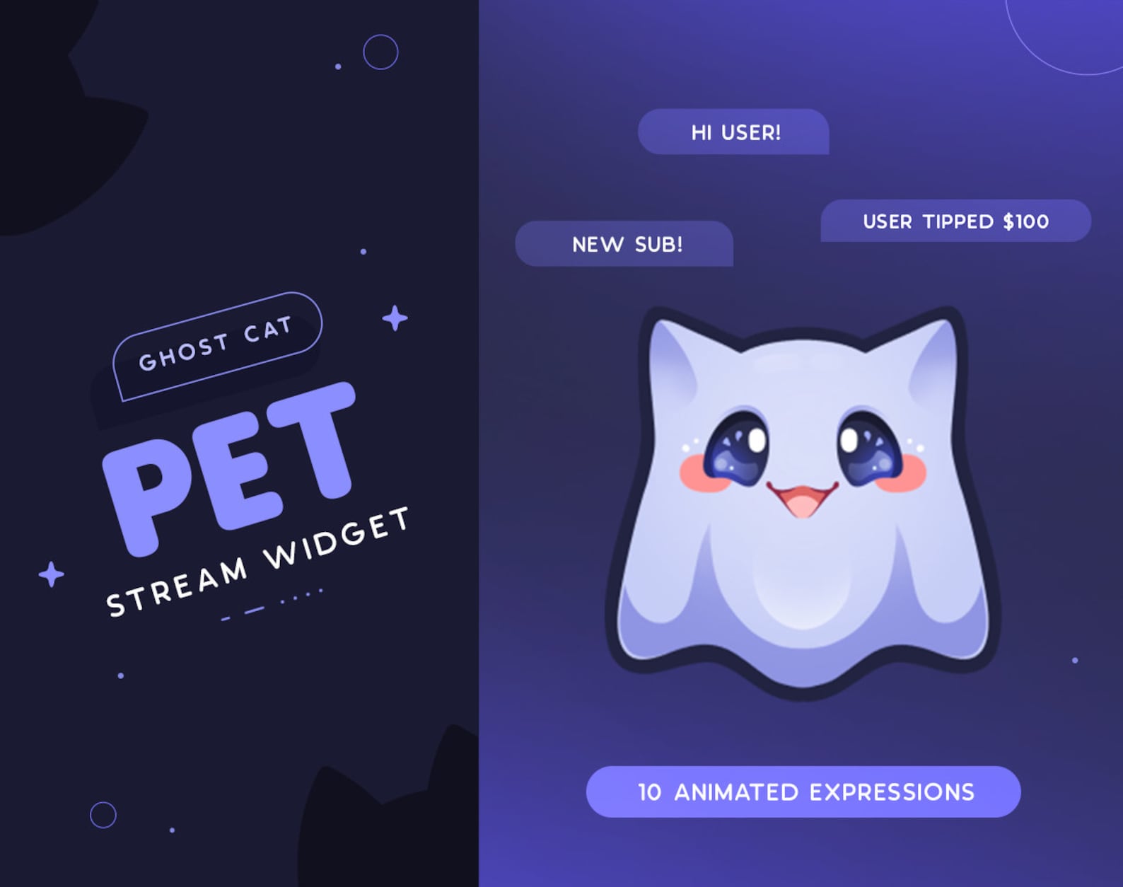 Ghost Cat Stream Pet | Halloween Animated Ghost Kitty Mascot Widget ...