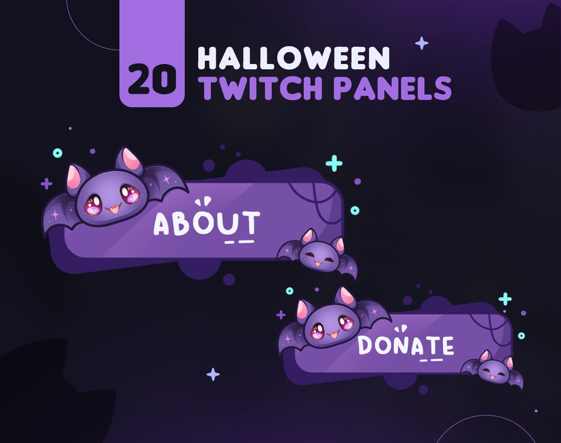 20 Bat Halloween Twitch Panels for Streamers | Cute Purple Spooky Bat ...